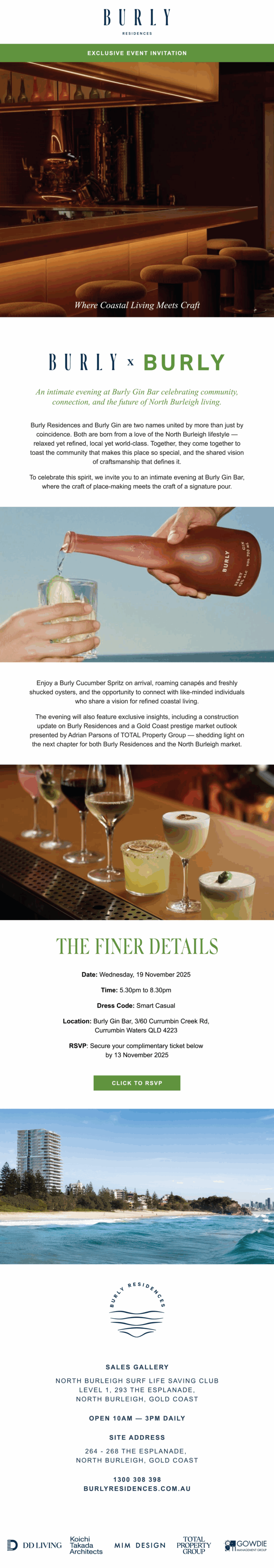 EVENT INVITATION: Burly Residences x Burly Gin - TOTAL Property Group